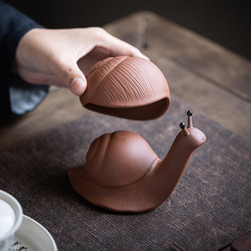 蜗牛紫砂摆件办公室茶室茶桌桌面创意小蜗牛茶叶过滤器茶宠茶漏