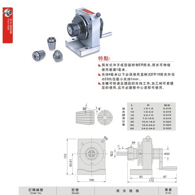51250台湾精展筒夹式ER冲子成型器PFD