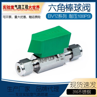 316不锈钢六角棒球阀BV12系列大流量通径低压球阀1000PSI 1/4 6mm