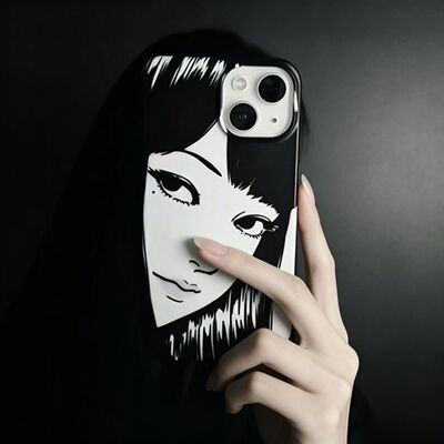 富江女孩暗黑漫画风防摔手机壳