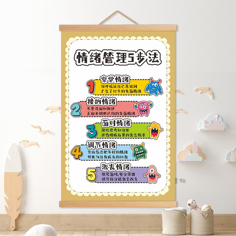 心理健康环创文化墙主题黑板报宣传装饰教室布置实木挂画情绪管理