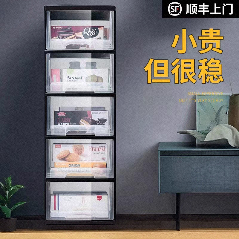 jeko收纳箱抽屉式零食玩具多层储物柜透明杂物整理盒家用收纳柜子