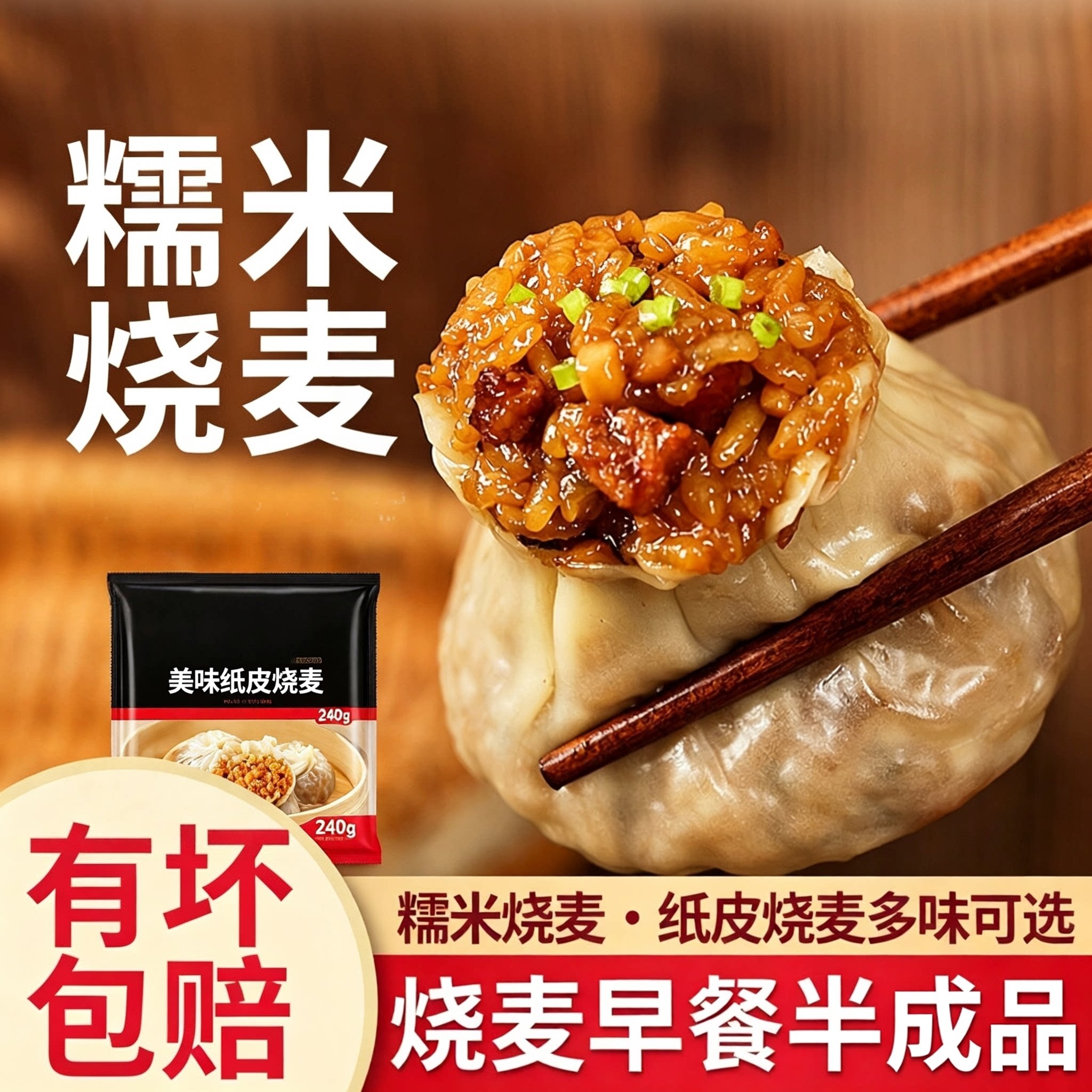 【中农说】烧麦早餐半成品纸皮干蒸糯米冷冻加热即食品官方旗舰店