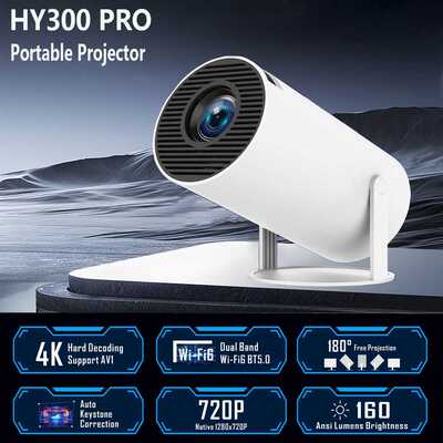 直销HY300 PRO投影机4K超清画质便携式家庭影院办公投影仪
