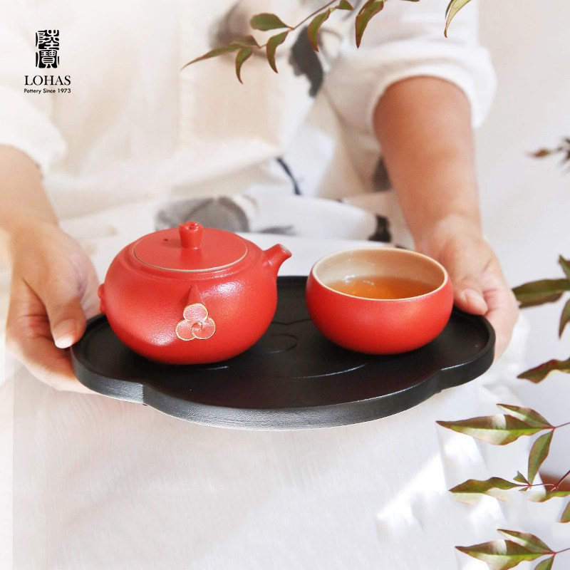陆宝官方旗舰店牛来运转茶礼家用客厅陶瓷功夫茶具生肖牛礼物茶壶
