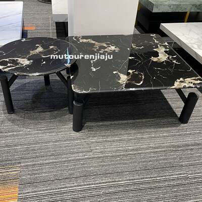 SST01#极简家用客厅大小茶几组合现代样板房阳台大理石方形茶几民