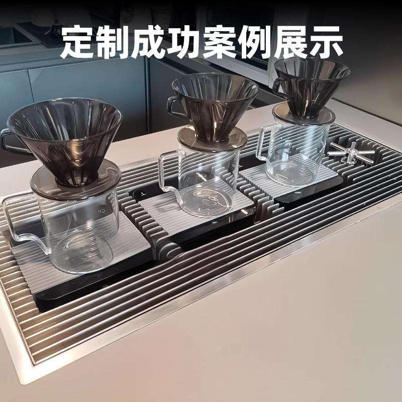 新中式茶饮店304不锈钢操作台嵌入式茶盘咖啡手冲茶吧台全套设备