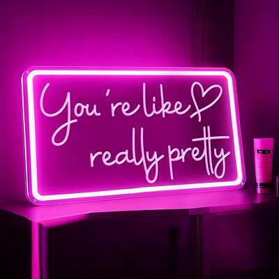 跨境LDE霓虹灯You're Like Really Pretty装饰灯LED造型酒吧灯牌