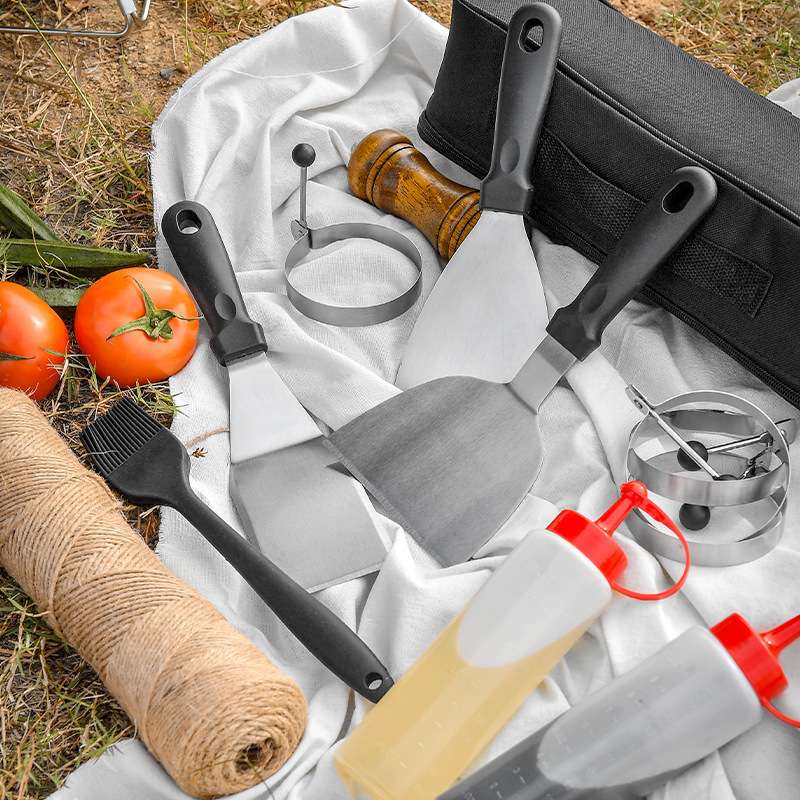 bbq不锈钢烧烤工具套装 12件套番茄酱瓶烤具套装 铁板烧烤用具