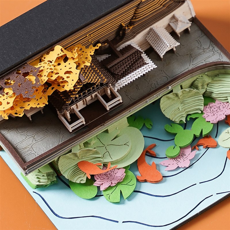夏 3d纸雕立体便签纸本 可手撕创意定制高颜值浮雕艺术品国风摆件