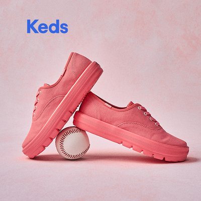 【七夕礼物】Keds厚底增高帆布鞋女生粉色休闲平底百搭潮流软底鞋