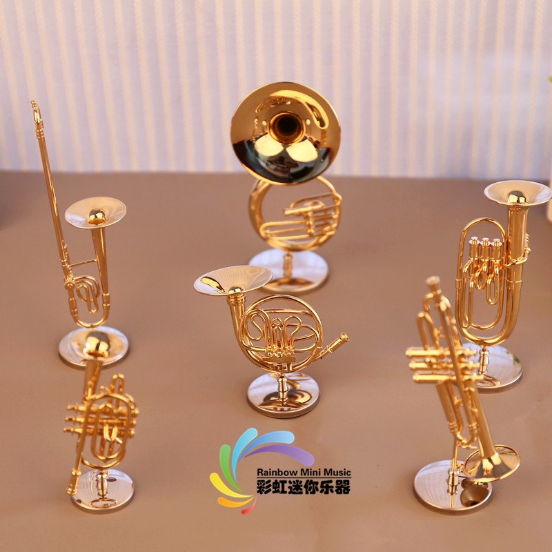 迷你圆号小号摆件管乐套装长笛模型客厅生日礼物高音萨克斯小摆件