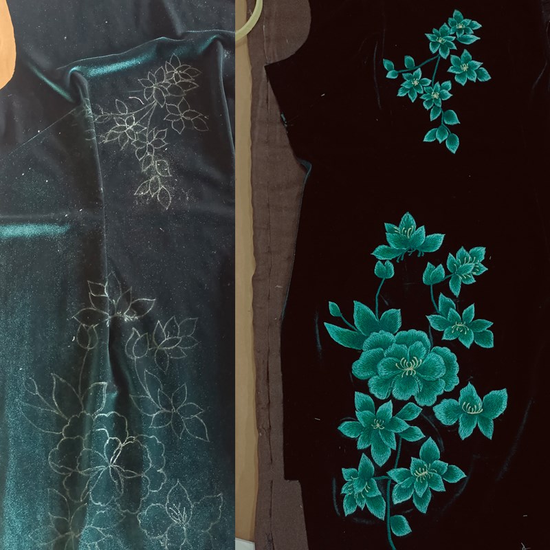 手推绣服旗袍专业定制刺绣仿手绣花汉影视戏服来图绣花手推绣加工