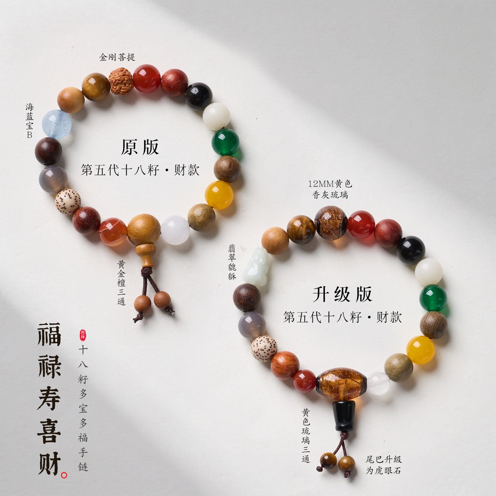 【纳福】天然十八籽多宝菩提女款手串新中式多宝多福手链
