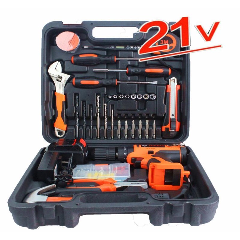21V电动工具螺丝刀锂电钻组合组套工具箱 家用礼品手动五金工具