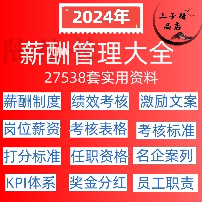 薪酬与绩效管理方案考核体系设计制度企业员工kpi薪资激励工具包