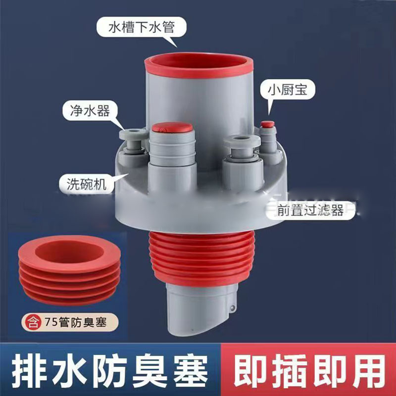 厨房下水三通防臭神器水槽洗菜盆排水管下水三通防臭净水器接口