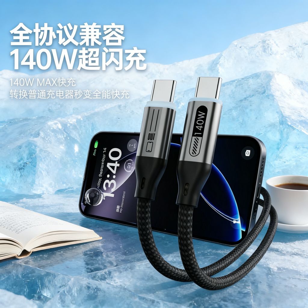 琉赛尔编织数据线Type-C手机快充线140W苹果IPhone17快充PD PPS兼容华为小米荣耀笔记本全协议转换数据线