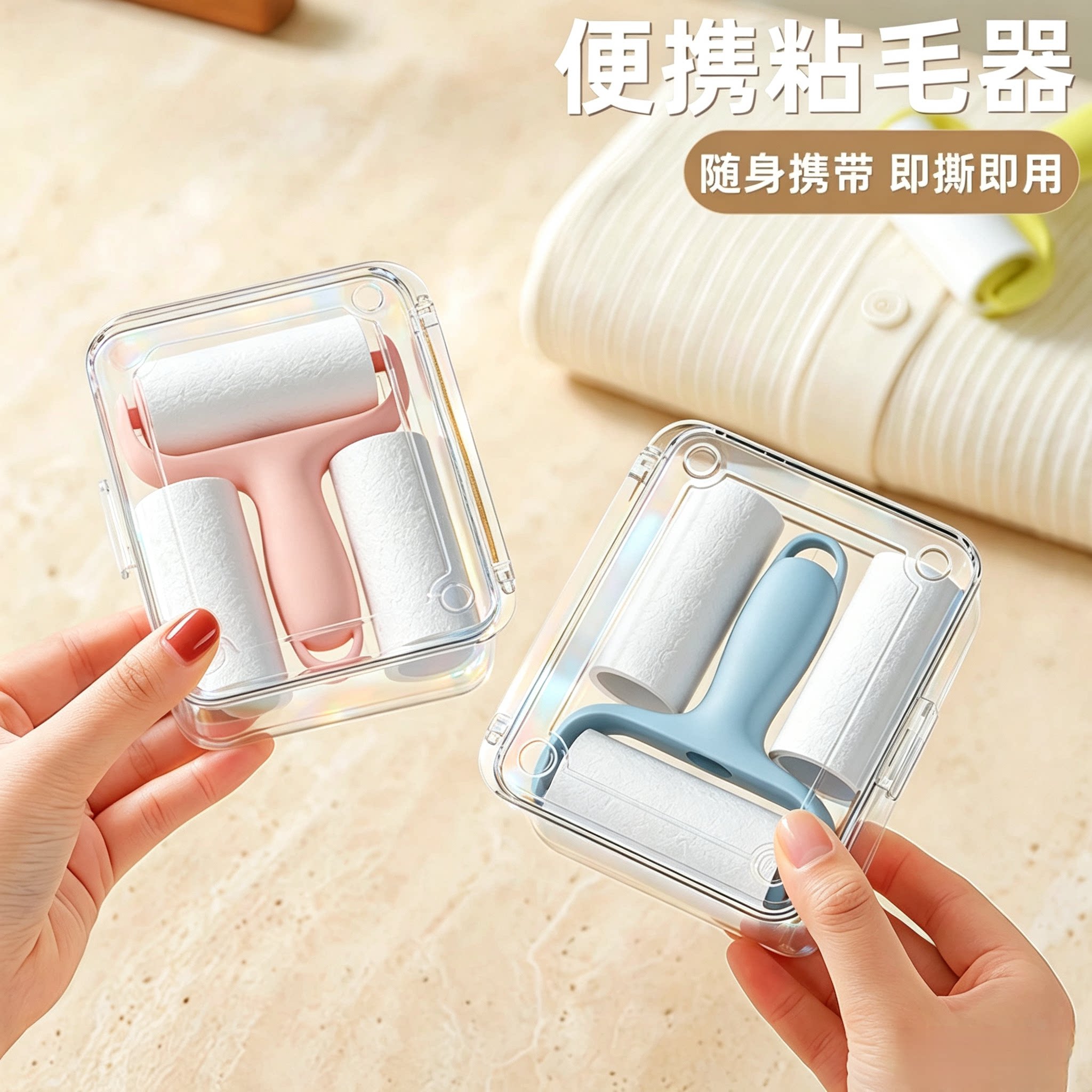 新迷你粘毛器滚筒可撕式替换纸小型便携滚刷高粘度毛发猫毛粘神器