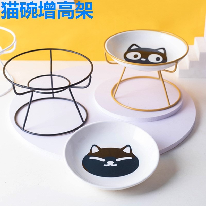 猫咪慢食碗增高架陶瓷食盆狗碗宠物碗粮碗饭碗水碗防打翻猫盘用品