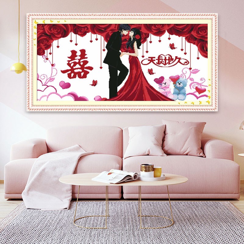 成品绣好的结婚礼物送新人2025新款机绣大气十字绣纯手工出售客厅