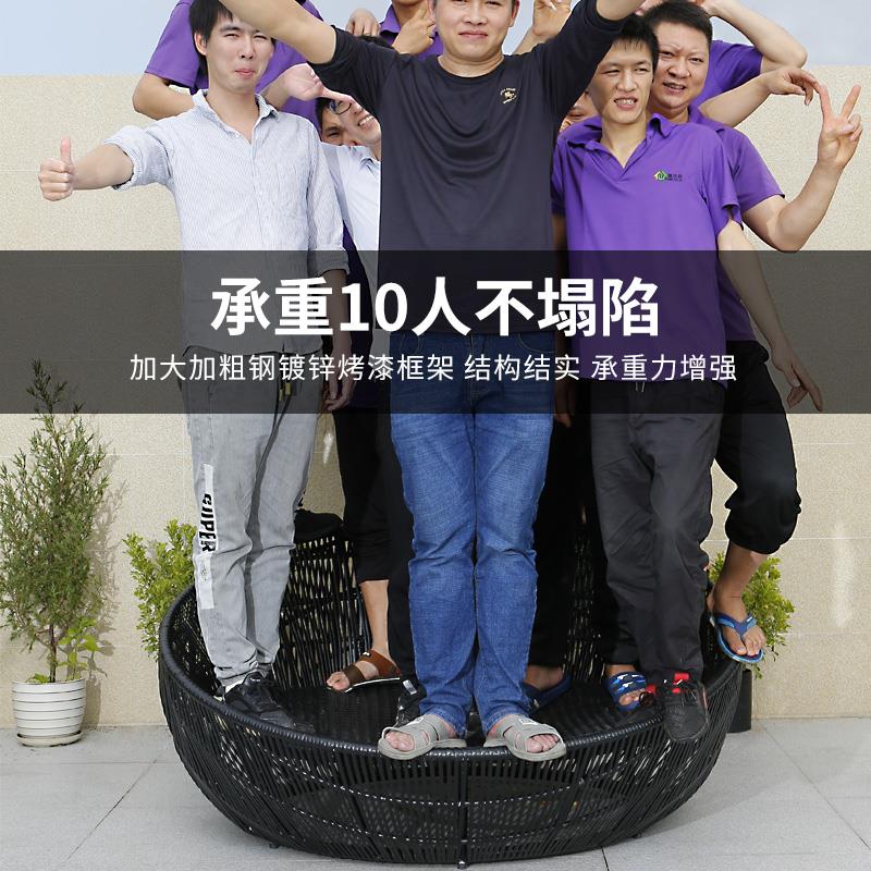 户外休闲藤编圆床游泳池沙发床露台躺床阳台躺椅阳光房沙滩大圆床