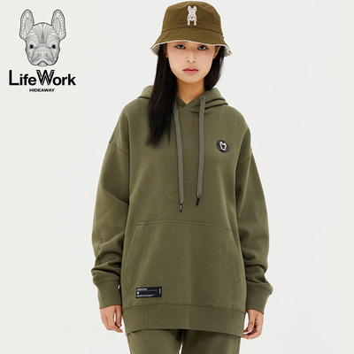 LIFEWORK HIDEAWAY套头连帽卫衣女宽松休闲logo字母插兜运动上衣