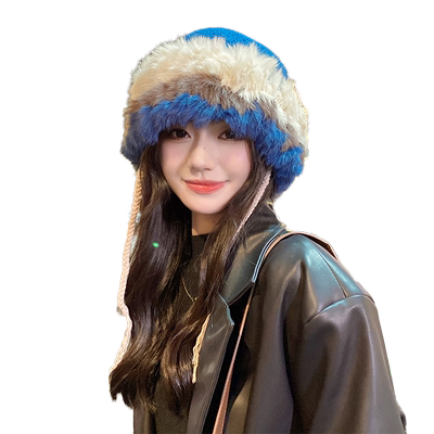 兔毛渔夫帽可爱毛绒包头皮草帽子