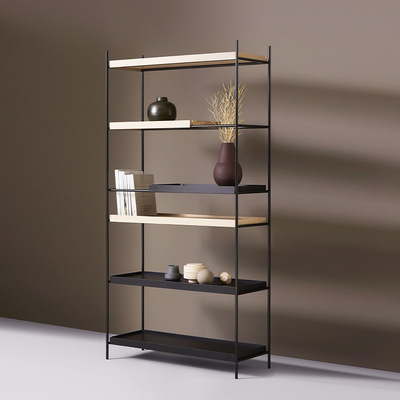 JNLEZI 现代极简金属层架TRAY SHELF橡木多层自由组合书架置物架