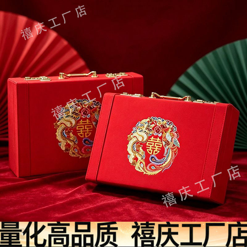 高档木质绒面聘金礼金箱订婚结婚礼盒密码锁彩礼箱提亲聘礼30万