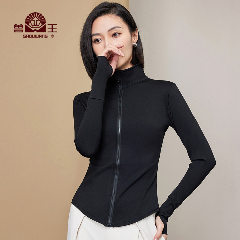 兽王新款瑜伽服外套夏季健身服长袖运动外套女夹克紧身瑜伽上衣