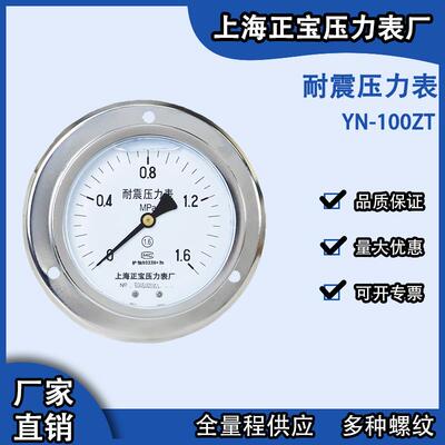 正宝YN100ZT 轴向带边充油表非标表盘安装螺纹可定制液气压油压表
