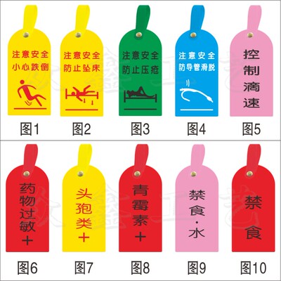 2防脱管 防导管滑脱 防压疮 防坠床 防跌倒  医院护理安全警示牌