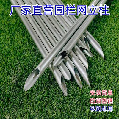 镀锌管加厚钢管尖头圆管网围栏立柱养殖果园菜地围山防锈铁柱