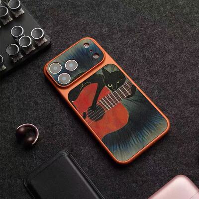 黑猫吉他适用于苹果17promaxiPhone16PRO磁吸防摔15p硬玻璃手机壳