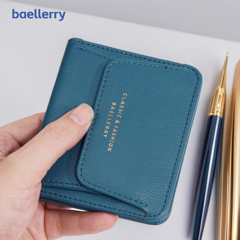 baellerry爆款日系女士钱包女短款简约搭扣薄款高级多卡位零钱包