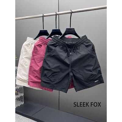 美式青年痞帅直筒沙滩裤夏季新款男装痞帅潮流工装裤腰部抽绳短裤