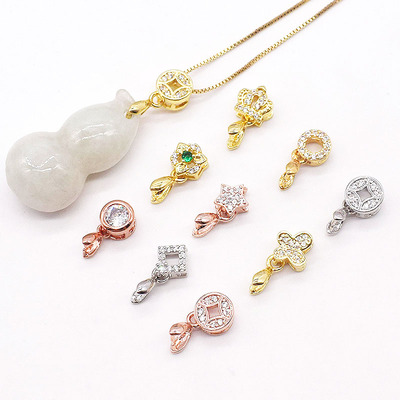 镀银翡翠水晶扣子吊坠