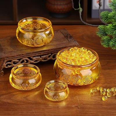 黄水晶聚宝盆摆件琉璃元宝聚宝盆家居装饰品开业礼品摆设