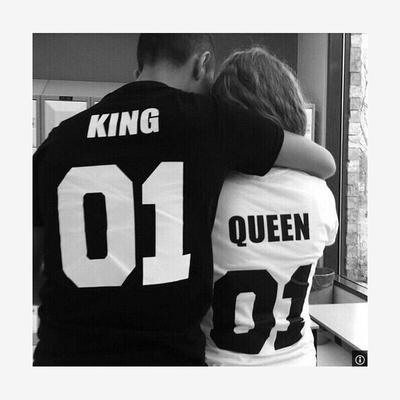 Women tshirt Couple T-shirt棉短袖情侣装Punk HipHop KingQueen