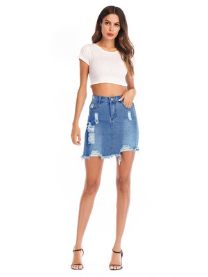 2018 summer women jeans skirt ladies short skrit女半身牛仔裙