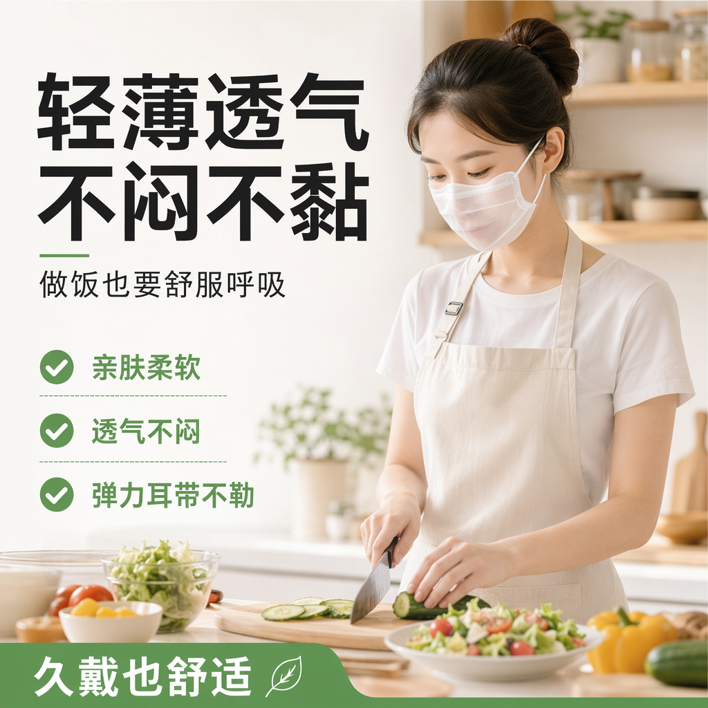口罩餐饮专用薄款防油烟防水飞溅立体贴合一次性餐厅工作人员防护