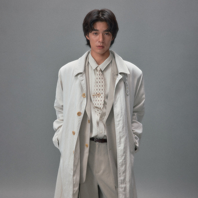 化学制品 永尾完治的可拆卸内胆风衣 J11_BWN/CRM_COAT