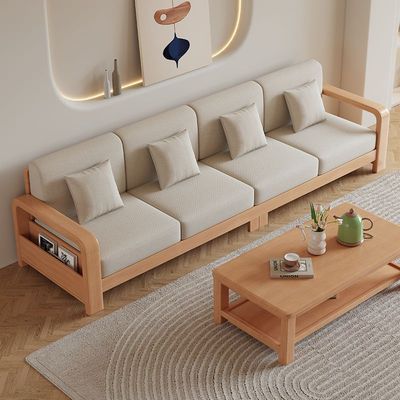 华南家具实木沙发客厅2025新款小户型简约双人直排布艺沙发组合