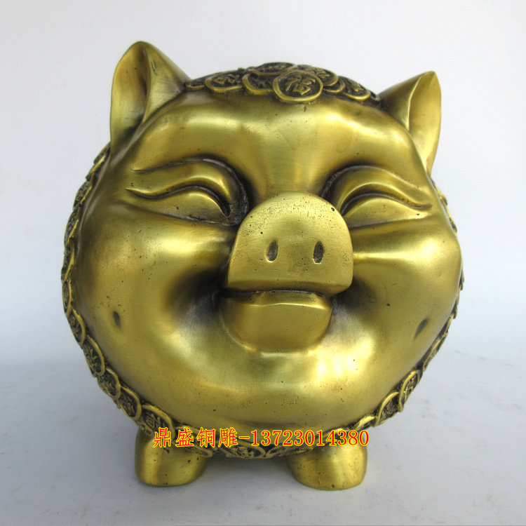 黄铜纯铜金钱猪储蓄罐招财猪吉祥生肖猪存钱罐瓜婆娘工艺品摆件