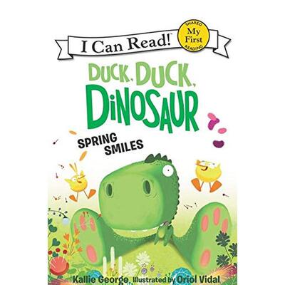 【现货】【鸭子鸭子恐龙】春天的微笑Duck Duck Dinosaur Spring Smiles英文儿童分阶阅读3-6岁George  Kallie进口原版书Harperco