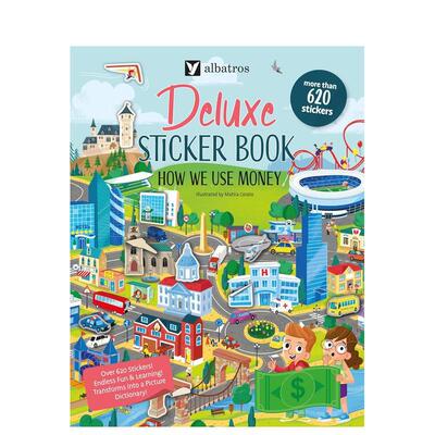 【预售】【场景贴纸书】我们的钱怎么用【Deluxe Sticker Books】How We Use Money英文儿童趣味Joli Hannah平装3-6岁Albatros Me