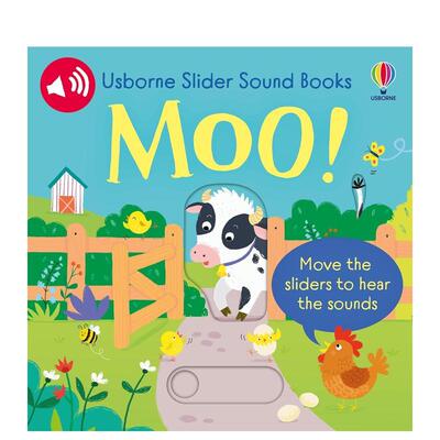 【预售】【滑条发声书】哞哞 在农场【Slider Sound Books】Moo!英文儿童趣味Sam Taplin纸板书Usborne children’s books3-6岁进