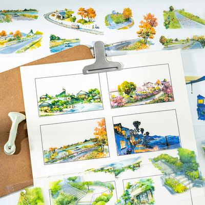 经过一些春秋季节风景PET胶带