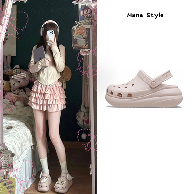 白鹿同款泡芙洞洞鞋厚底防滑软底